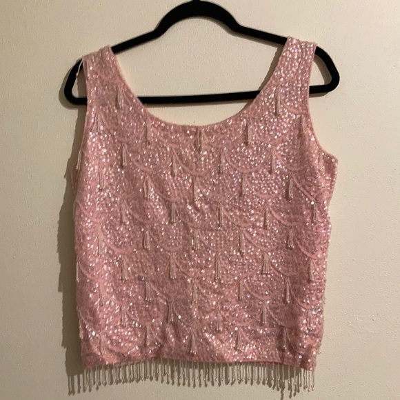 Tops | Vintage Beautiful Pink Beaded Top | Poshmark